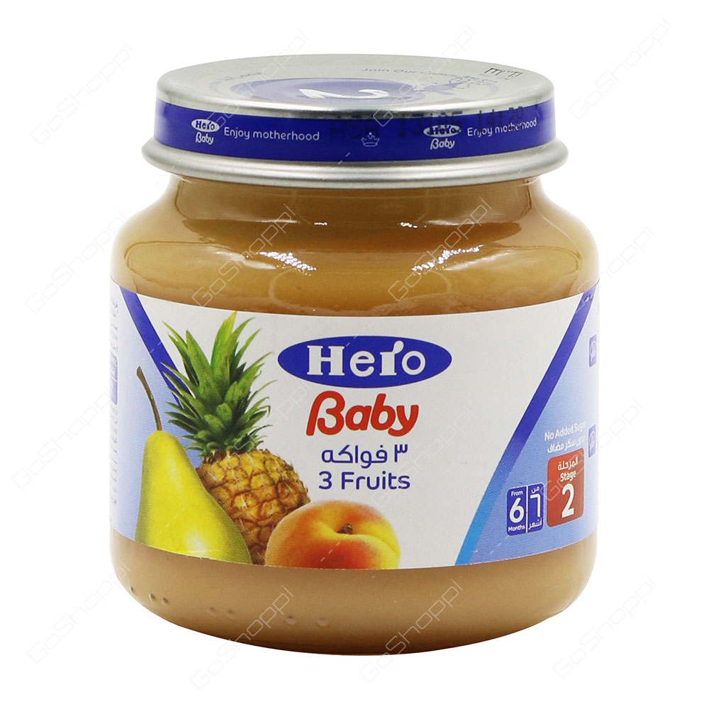 Hero Baby 3 Fruits Stage 2 130 g - Buy Online