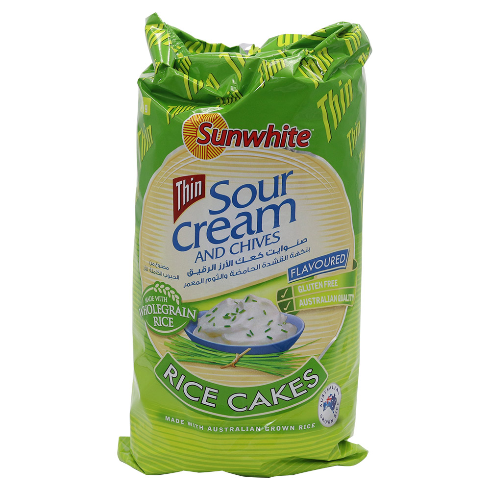 Sunwhite Thin Sour Cream & Chives Rice Cakes 195g - Buy Online