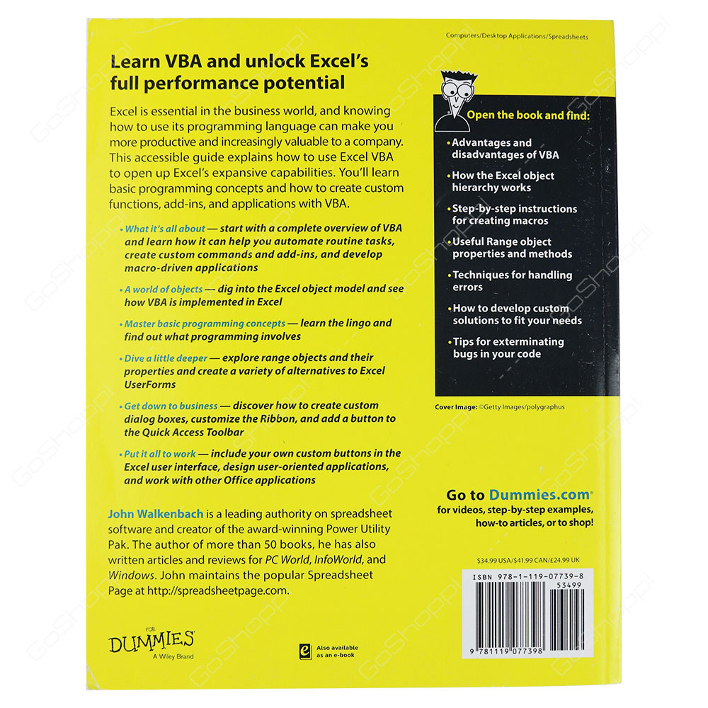 Excel Vba Programming For Dummies 4th Edition By John Walkenbach Buy